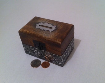 Wooden coin bank | Etsy