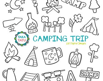 Camping clip art | Etsy