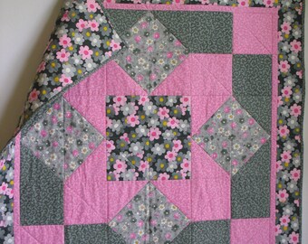 Pink gray quilt | Etsy