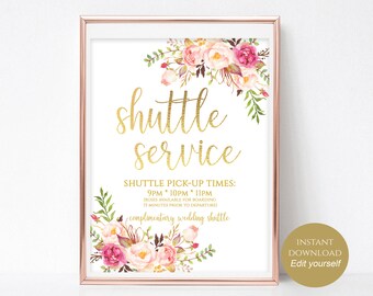 Wedding Shuttle Service Sign Template Reception Signs Ideas