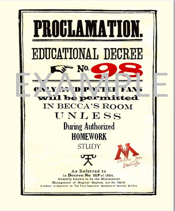 Educational Decree Template Harry Potter | Inspirational Education