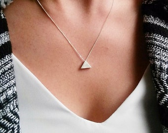 Tiny triangle sterling silver necklace minimalist
