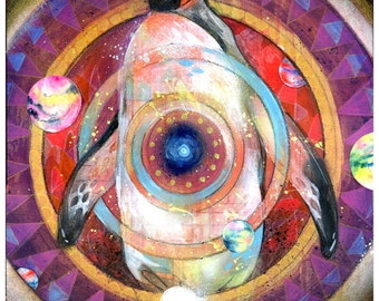 Chameleon Art Print Surreal Art Rainbow Lizard Trippy