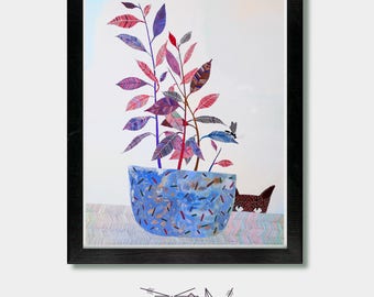 Modern cat art | Etsy