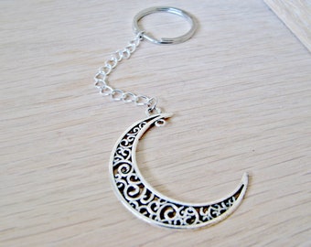 Moon Keychain VERY SMALL Bronze Moon Keyring Celestial