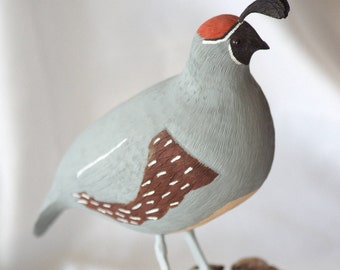 Quail wood carving | Etsy