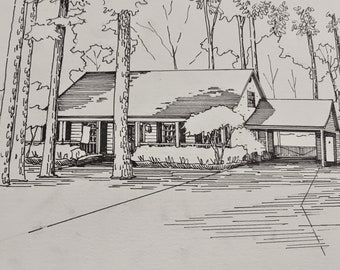 Custom house drawing | Etsy