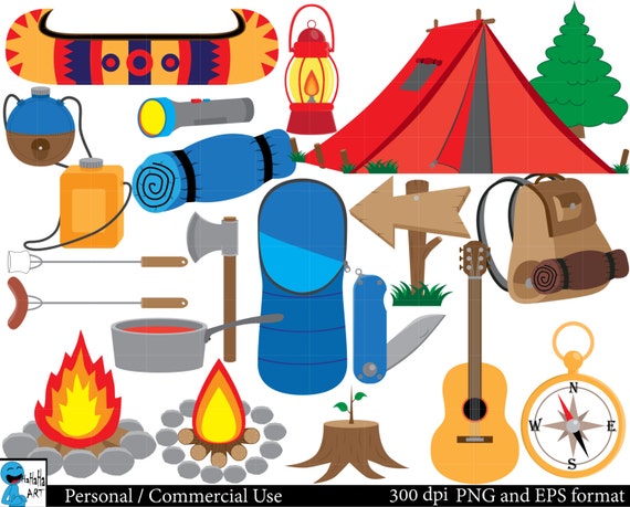 Camping Set Clipart Digital Clip Art Graphics Personal