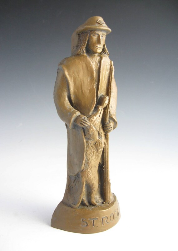 St. Roch Patron of Dogs and Dog-Lovers Handmade Statue
