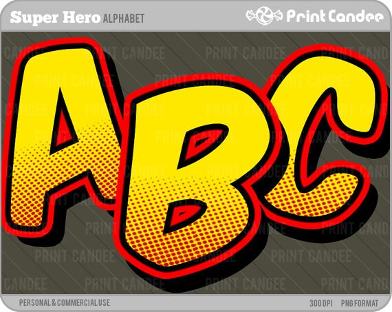 Super Hero Alphabet Digital Clip Art Personal and Commercial