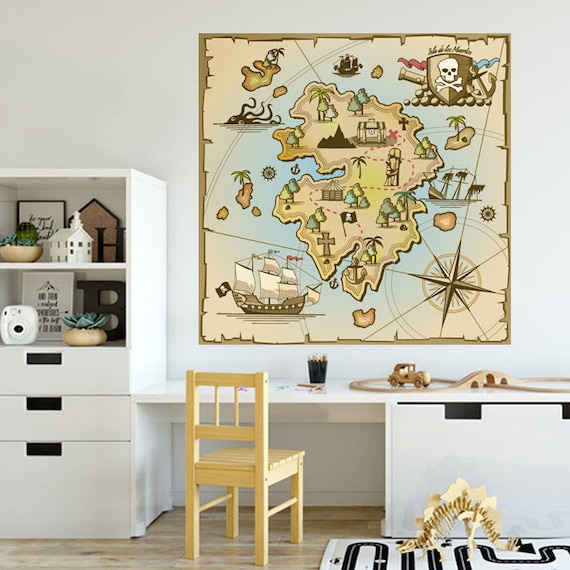 Pirate Treasure Map Wall Decals - Fun for a Pirate Themed Room