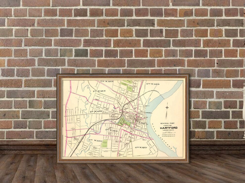 Hartford map Vintage map of Hartford Connecticut Fine