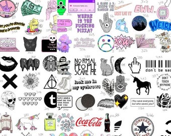 10 tumblr grunge stickers from SparklingStuffStudio on Etsy Studio