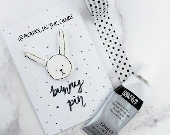 White rabbit brooch | Etsy