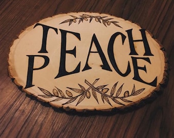 Teach Peace Wood Sign Teach Peace Rainbow Wood Sign Teach