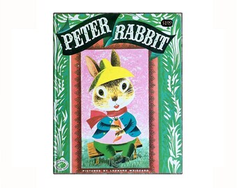 Large Colorful PETER Rabbit. Vintage Rabbit Illustration.
