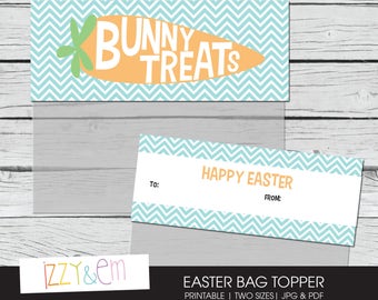 Bunny Treats Bag Toppers Printable PDF Instant Download