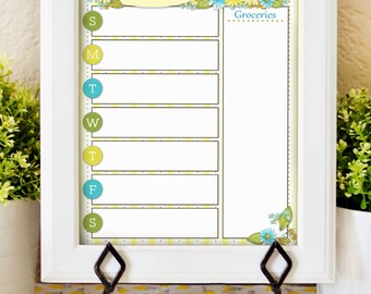 Printable Weekly Menu DIY Menu Planner Dry Erase Menu