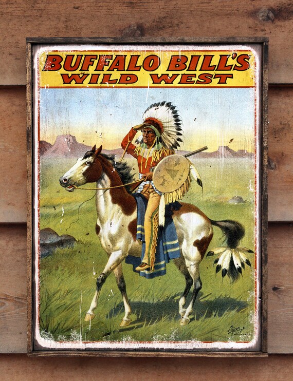 Vintage wooden sign 'Buffalo Bill's Wild West
