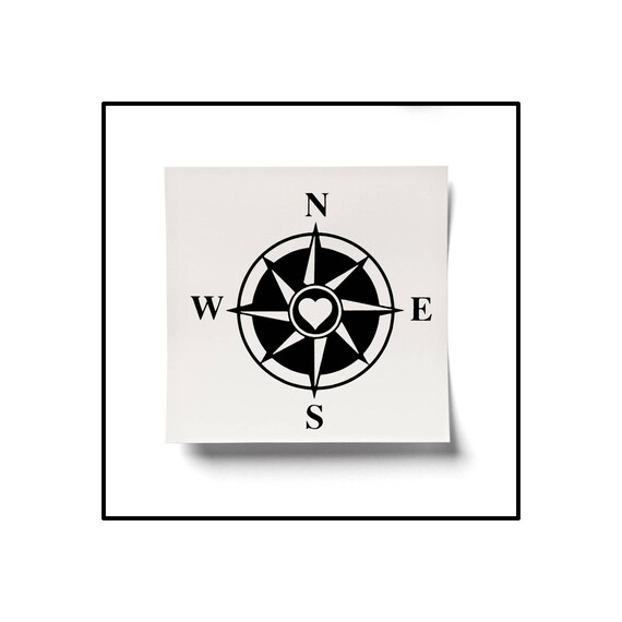 Compass Rose Compass Heart Compass Sticker Compass Decal