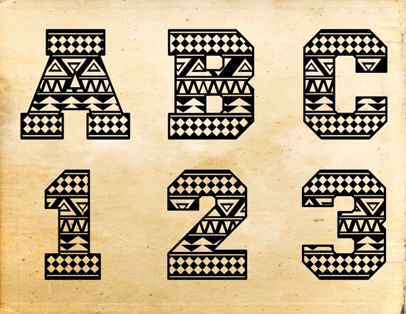 Aztec font svg Aztec monogram Aztec letters Tribal font