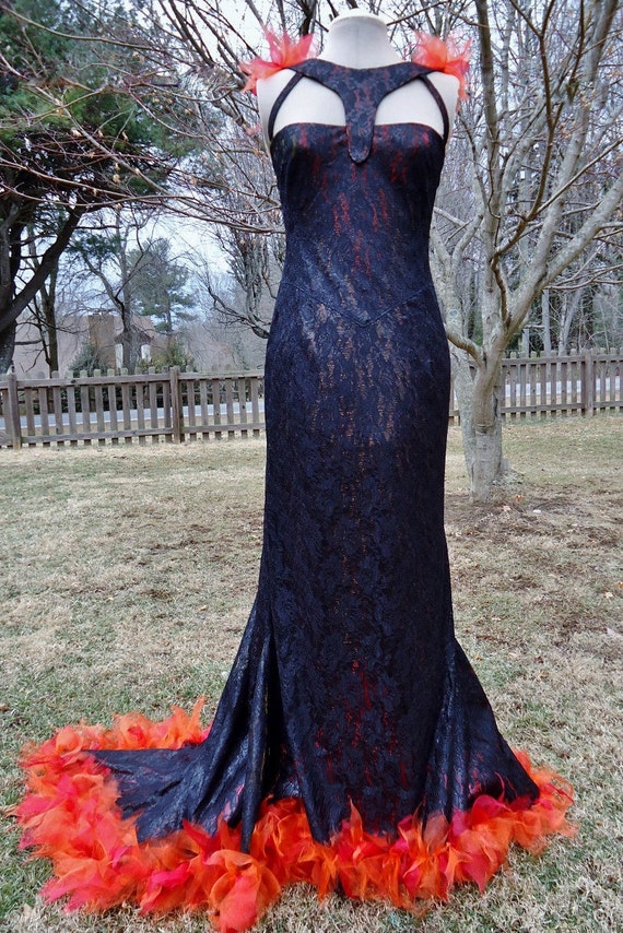 Fire Dress Tribute Parade Chariot Gown Games costume black