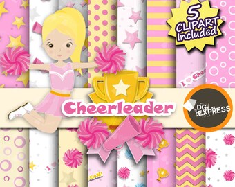 Cheerleader Clipart. Sports Graphics cheerleader pom pom. Red