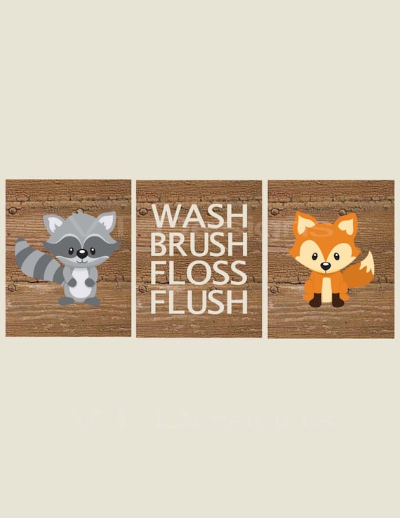 Woodland Bathroom Art Kids Bathroom Decor Forest Animals