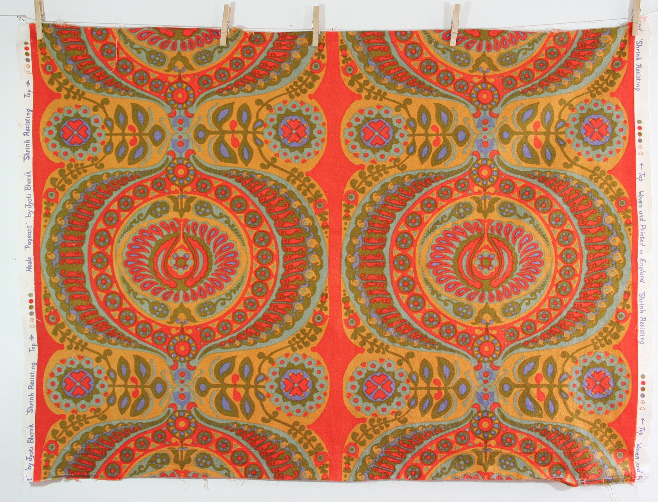 vintage Heals Pageant Jyoti Bhomik Moroccan print fabric orange 86cms x ...