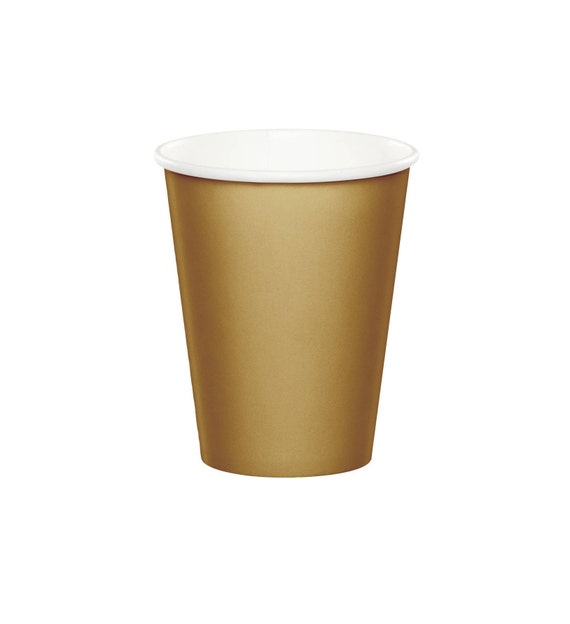 24 Gold 9oz Cups Party Cups Paper Cups Gold Party