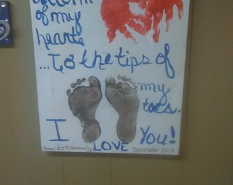 Handprint canvas art | Etsy