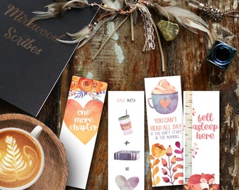 Printable Coffee Bookmarks Set of 4 Coffee Bookmarks