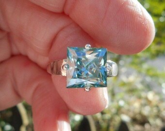 Teal diamond ring | Etsy