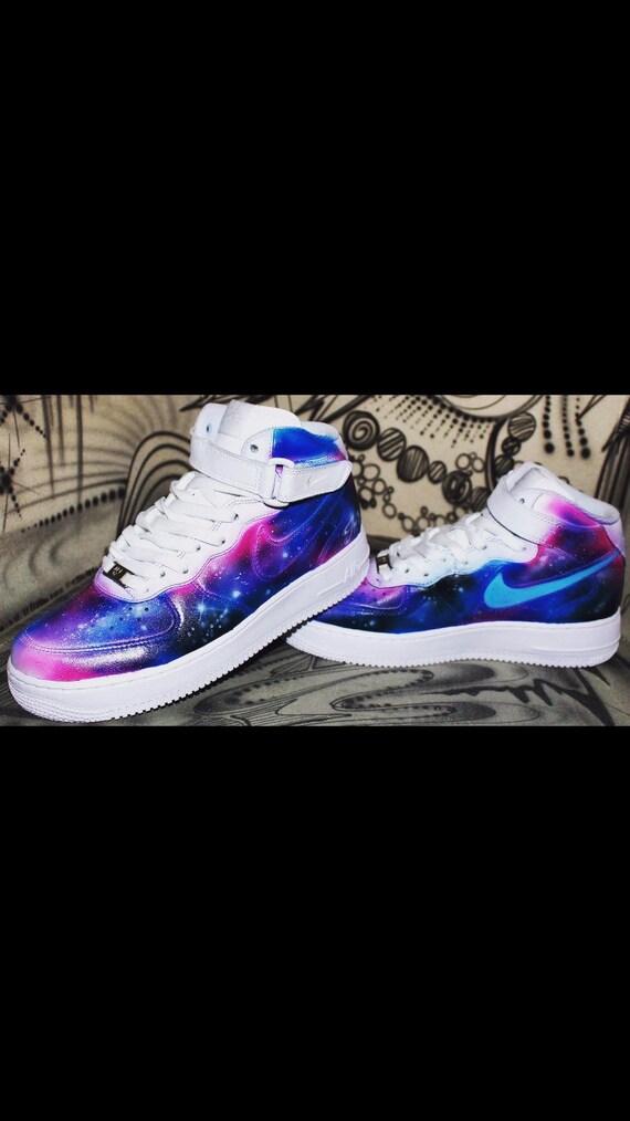 Nike Air Force 1 Mid GALAXY Style Airbrush painted shoes