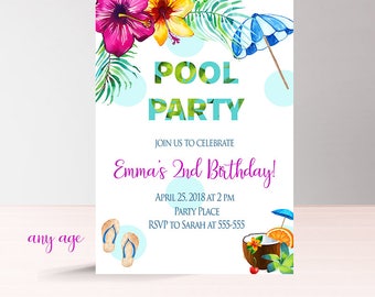 Beach Party Invitation Summer Fun Invitation Splash On