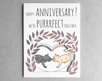 Cat anniversary card | Etsy