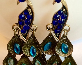 Peacock earrings | Etsy