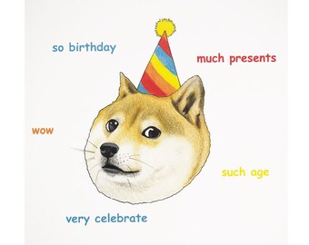 Doge birthday card | Etsy