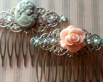 Rose hair comb | Etsy