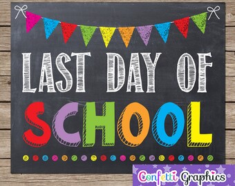 Last Day Of School First Grade Chalkboard Sign Poster Chalk