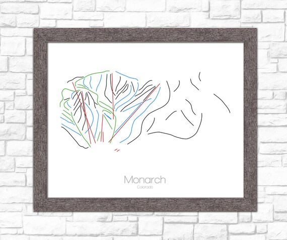 Monarch Map Colorado CO Ski Snowboard Trail Map Art Print