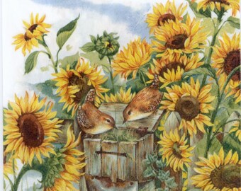Sunflower decoupage | Etsy