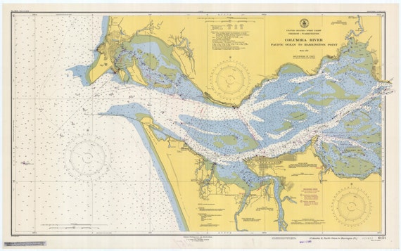 Columbia River & Astoria Oregon Historical Map 1948