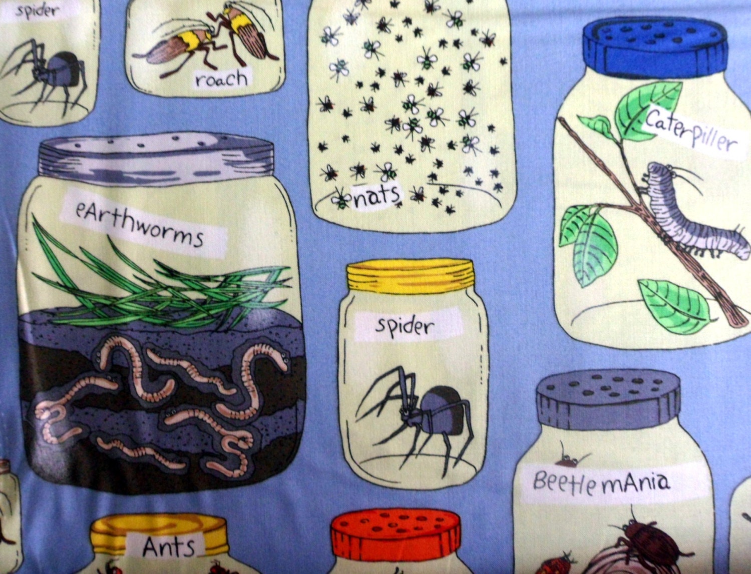 Bugs Fabric Bugs in a Jar Material Cotton Fabric Sewing