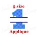 Number One Split Embroidery Design. Number 1 Applique