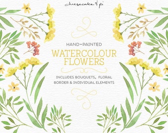 Watercolor flower clipart Spring flowers Watercolor pink