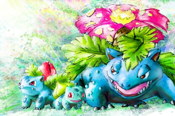 Bulbasaur Ivysaur Venusaur Pokemon Poster Print