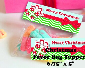 EDITABLE CHRISTMAS Treat Bag Toppers Christmas Candy Bag