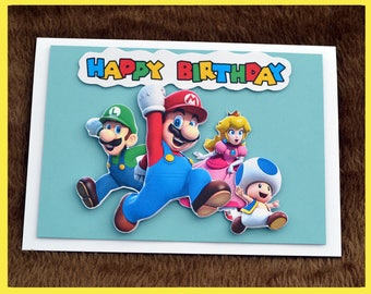 Mario birthday card | Etsy