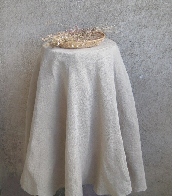 Round Linen Tablecloth Burlap Gray Wrinkled Wedding Table